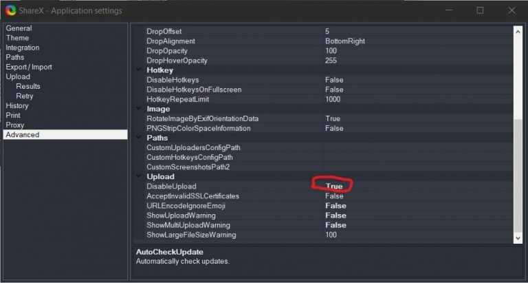 sharex disable uploading to imgur - iodocs